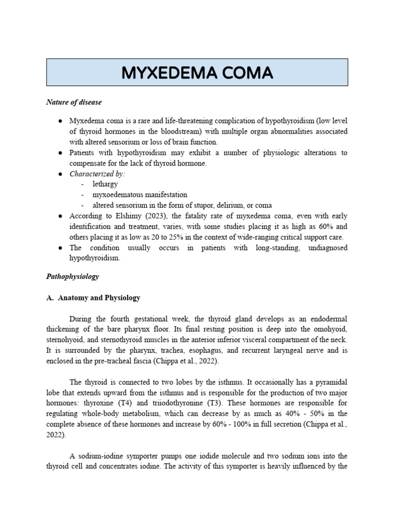 Group 5 Myxedema Coma | PDF | Hypothyroidism | Hypoxia (Medical)