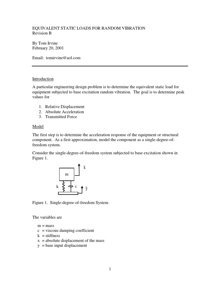 Equivalent Static Loads For Random Vibration | PDF | Root Mean Square | Spectral Density