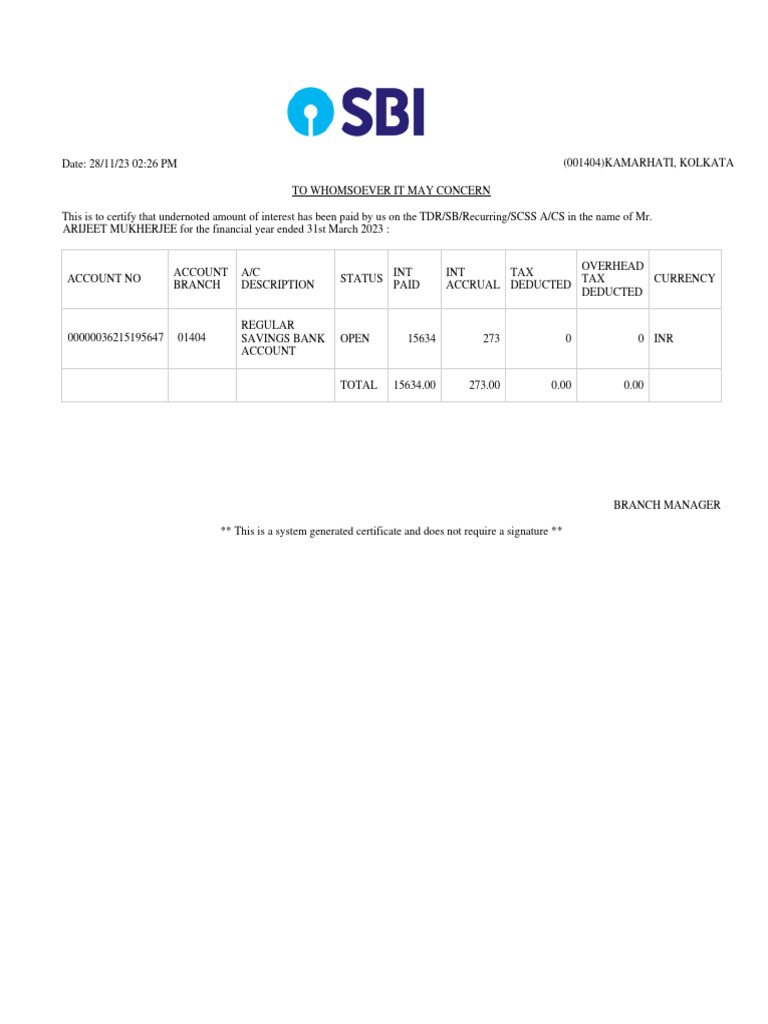 Interest Certificate-1 | PDF