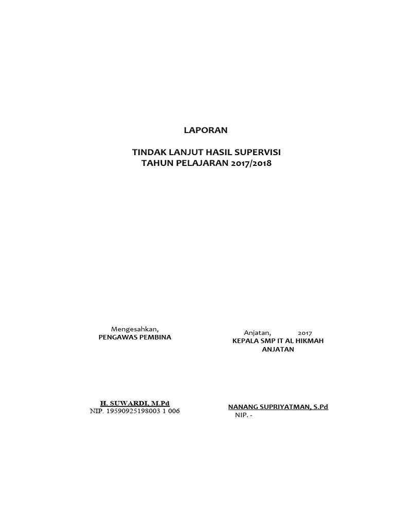 Tindak Lanjut Hasil Supervisi 1314 | PDF | Bisnis