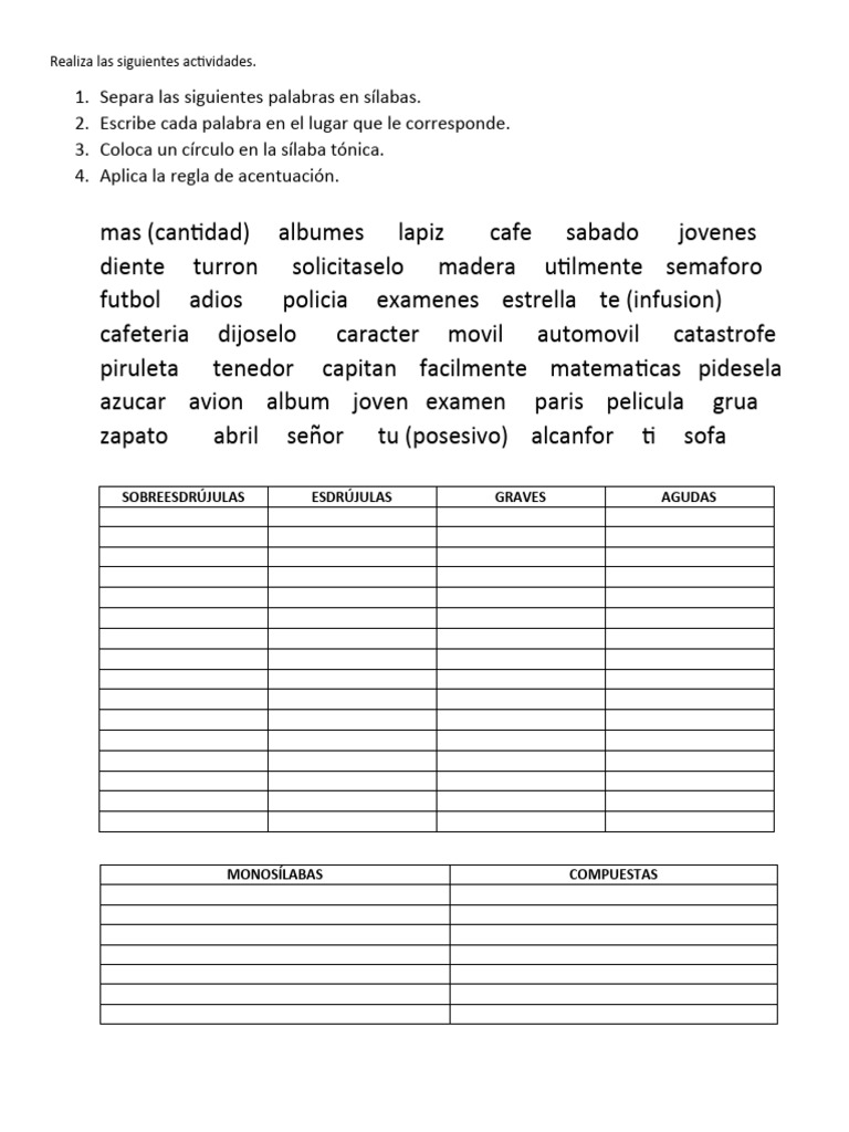 Ejercicio Acentuación | PDF