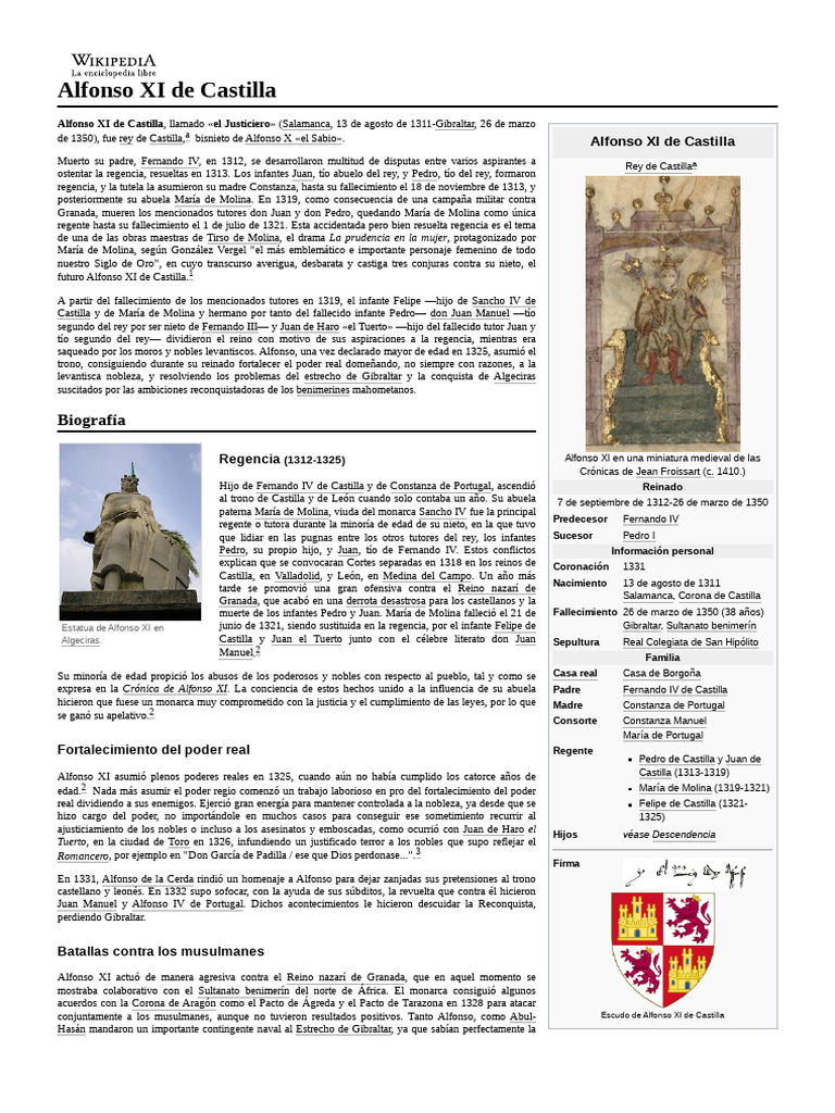 Alfonso XI de Castilla: Reinado y Conflictos | PDF | Familias Nobles ...