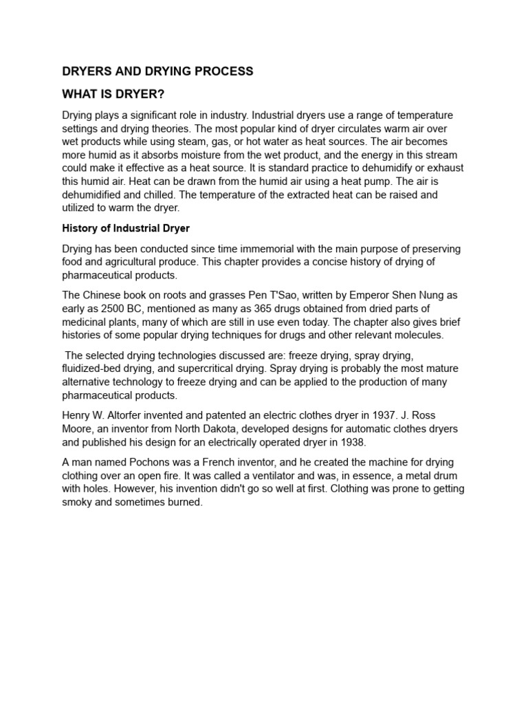 DRYERS AND DRYING PROCESS Group 2 | PDF | Clothes Dryer | Heat Transfer