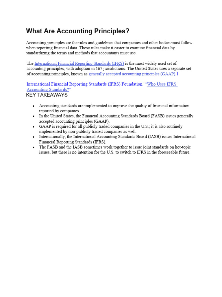 What Are Accounting Principles?: Key Takeaways | PDF | Generally ...