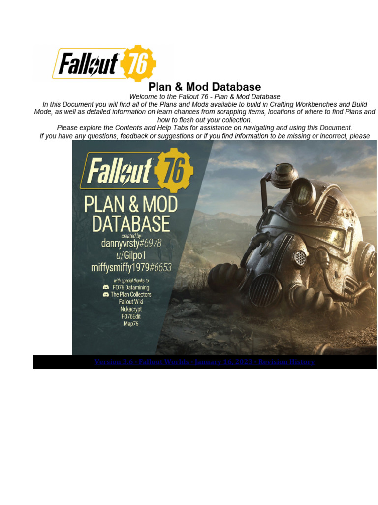 Fallout 76 Plan & Mod Database | PDF | Shotgun | Armour