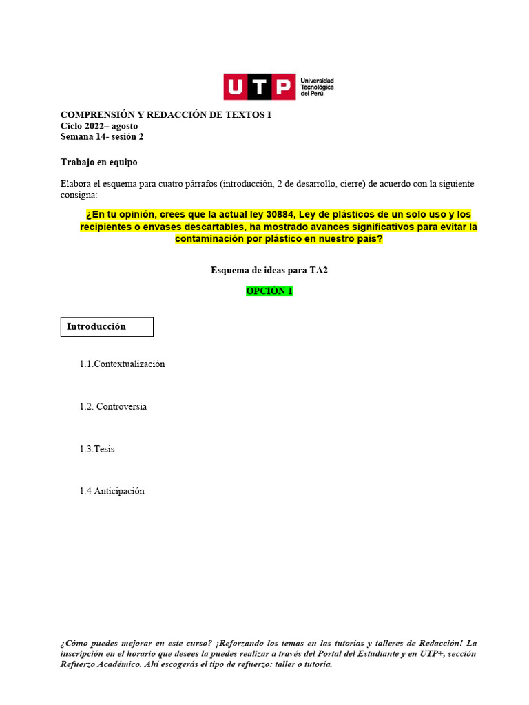 S14.s2-Esquema para PC2 (Material) 2022 Agosto-2 | PDF