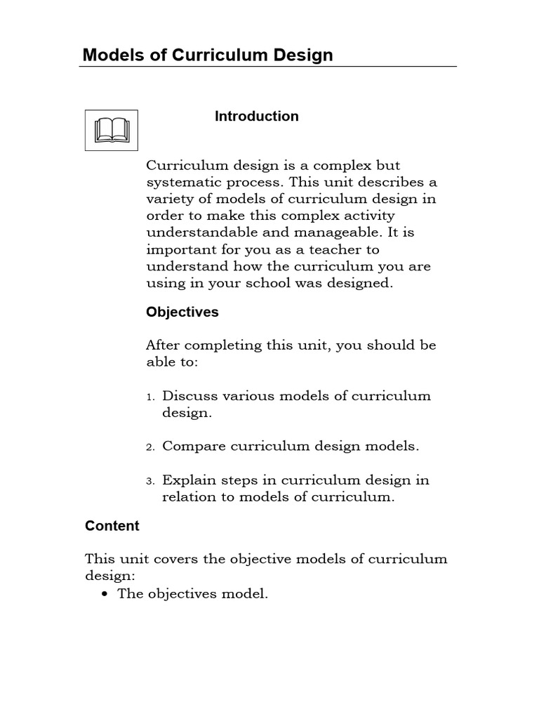 Objective Model | PDF | Curriculum | Conceptual Model