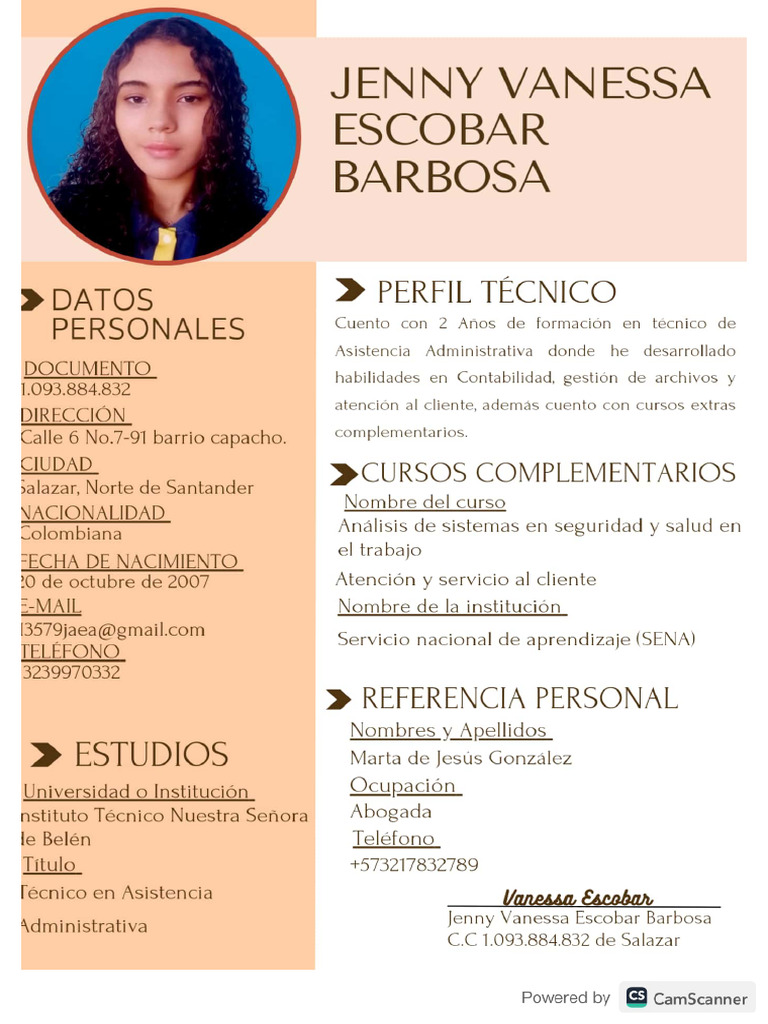 Hoja de Vida Jenny Escobar | PDF