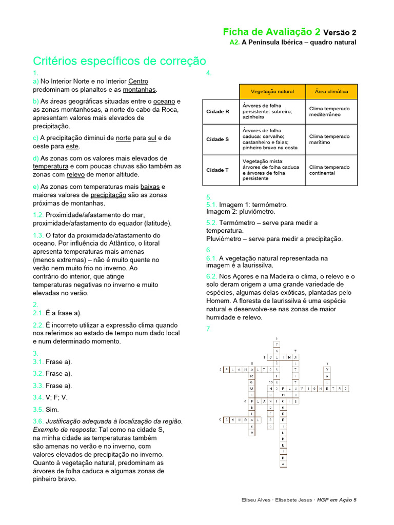Hgpa5 Correcao Ficha Avaliacao A2 v2 | PDF | Clima temperado | Árvores Hgpa5 Correcao Ficha Avaliacao A2 v2 | PDF | Clima temperado | Árvores