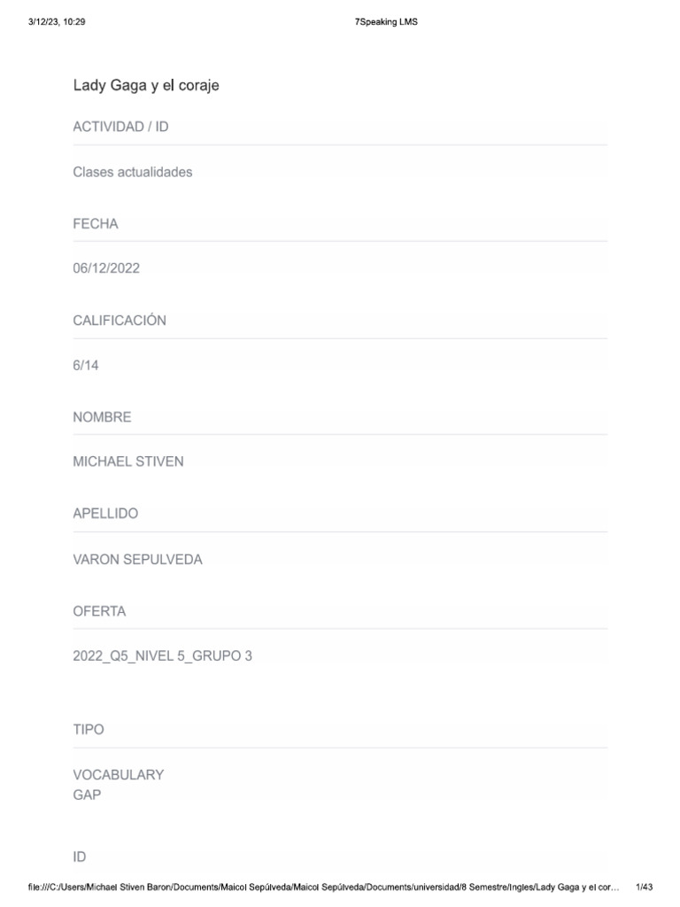 Lady Gaga y El Coraje | PDF