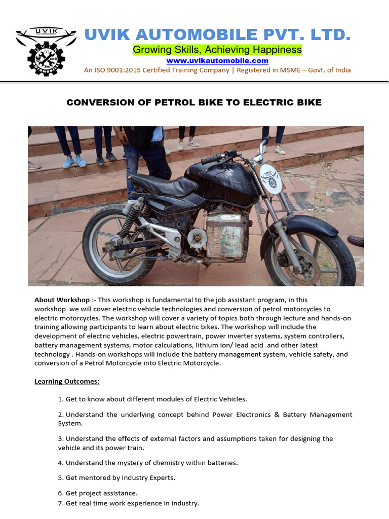 Conversion of Petrol Bike To Electric | PDF | Electric Vehicle | Motorcycle