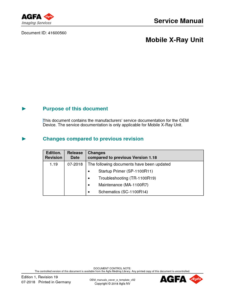 DX-D 100 DX-D 100 Wireless - Mobile X-Ray Unit - Service Manual | PDF