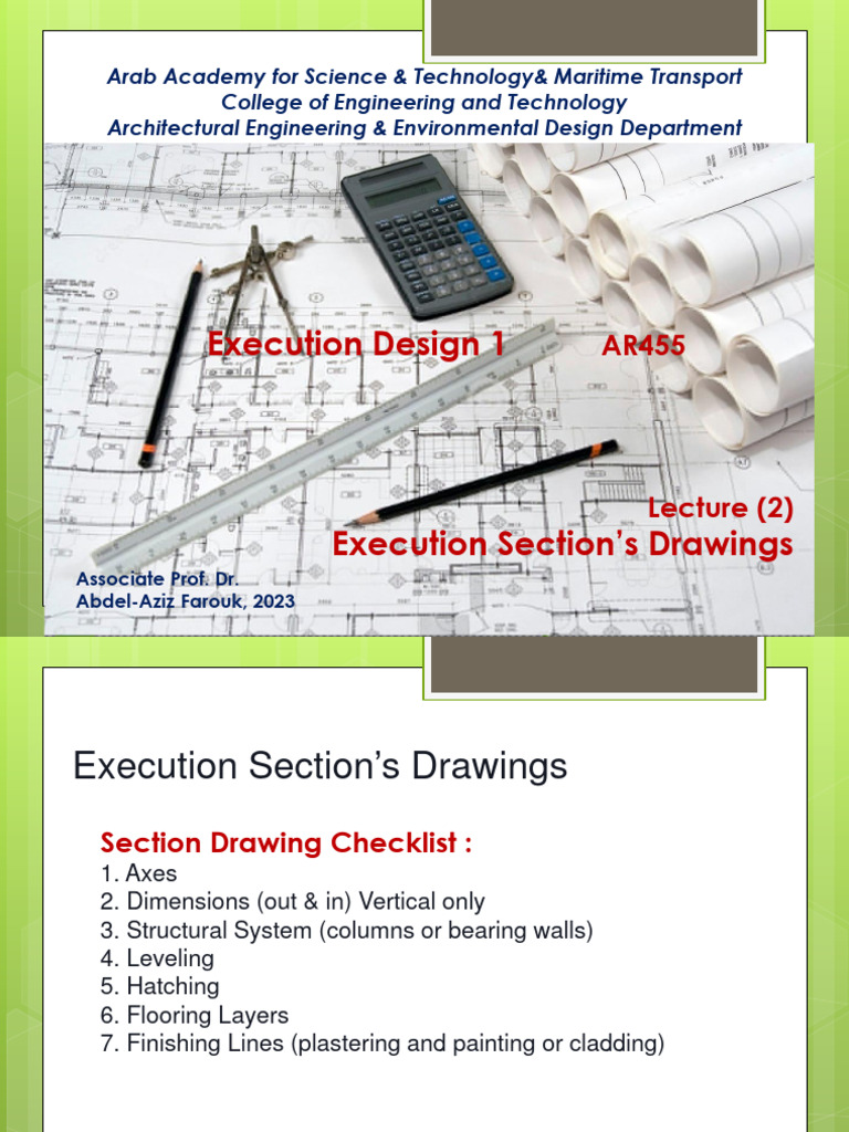Execution Design 1, Lecture 2, Sections & Environmental Treatment 2023 ...