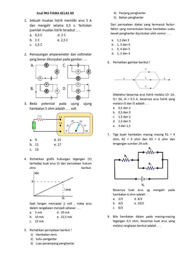 Soal Pas Fisika Kelas Xii Semester 1 | PDF