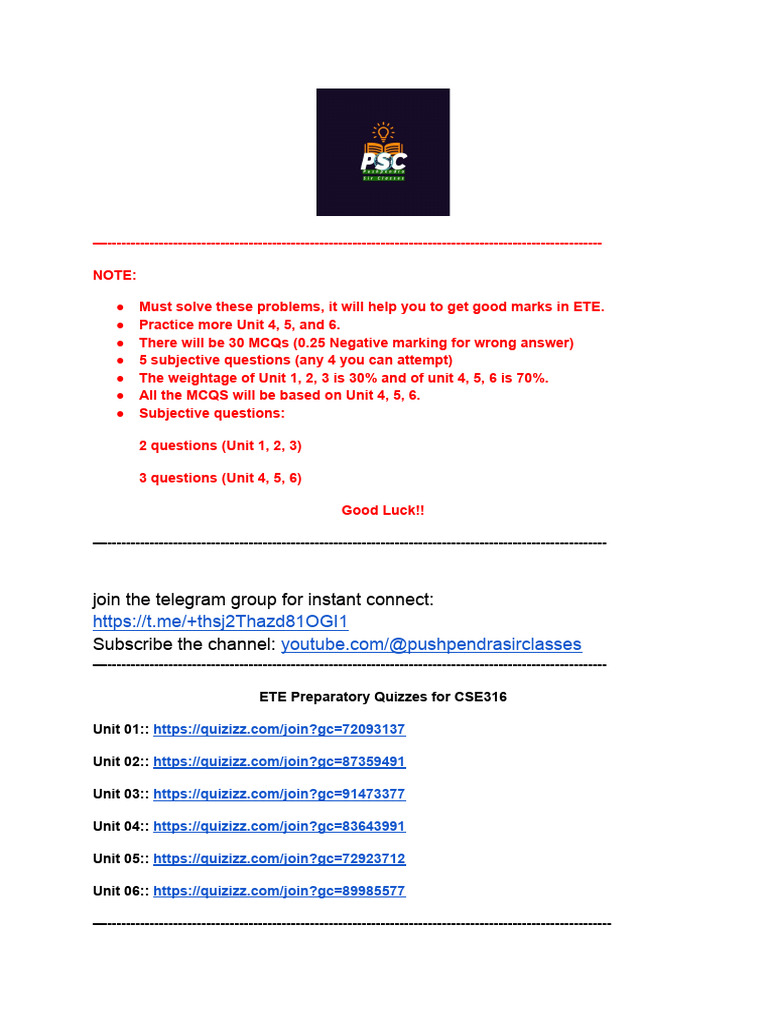 CSE316 Operating Systems Practice Subjective Questions For ETE | PDF | Scheduling (Computing ...