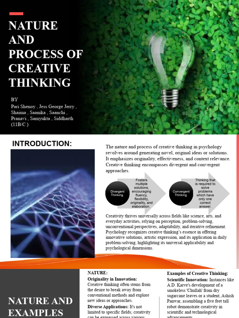Nature and Process of Creative Thinking - PPTX GRP 3 | PDF | Creativity ...