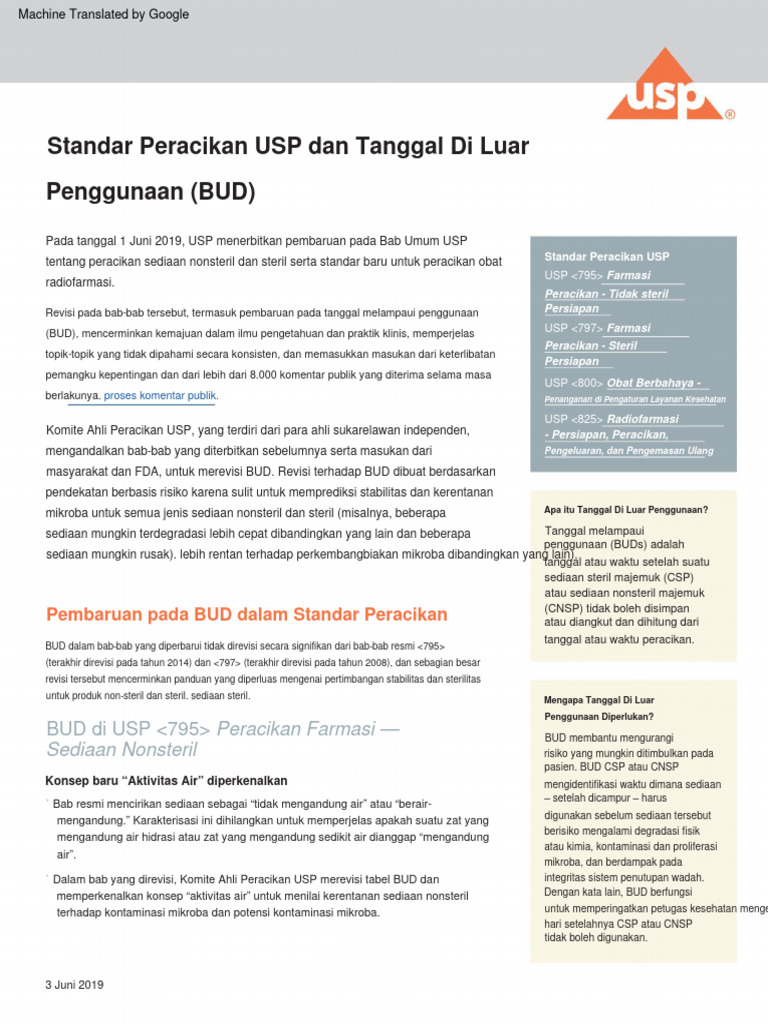 Revisi BUD dalam Standar USP 2024 | PDF