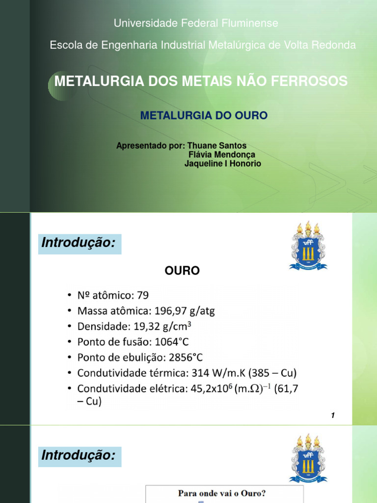 Metalurgia do Ouro - Trabalho de ñ ferrosos. (1) | PDF | Ouro | Zinco