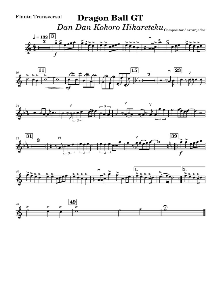 Flute Arrangement for Dragon Ball GT | PDF