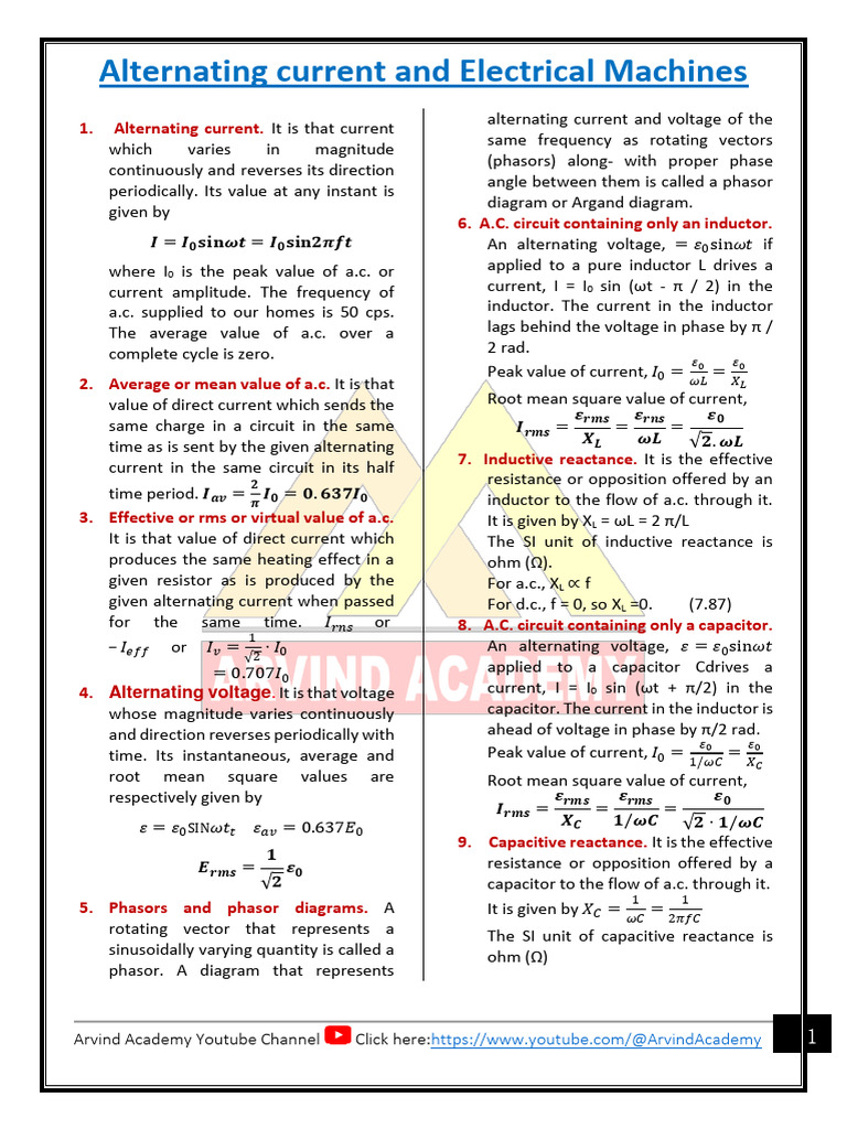 Chap 7 Alternating Current and Electrical Machines | PDF | Electrical Impedance | Inductor