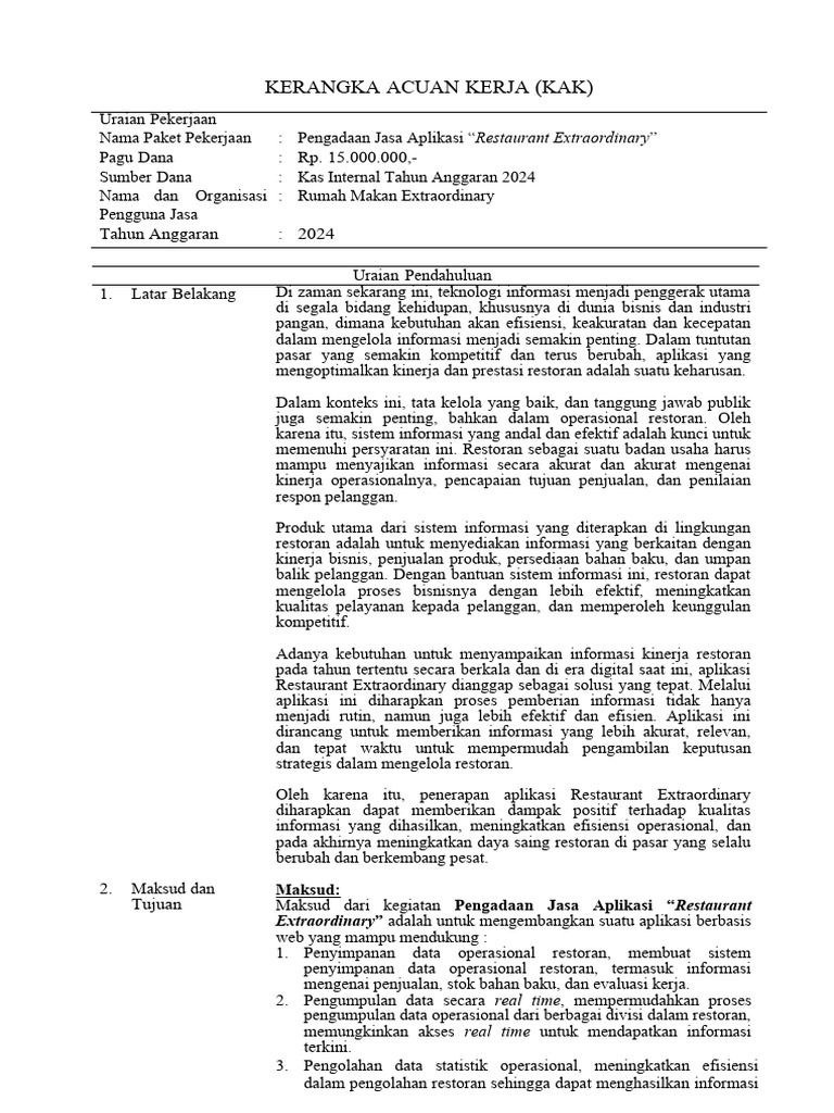 Contoh RFP Atau KAK | PDF