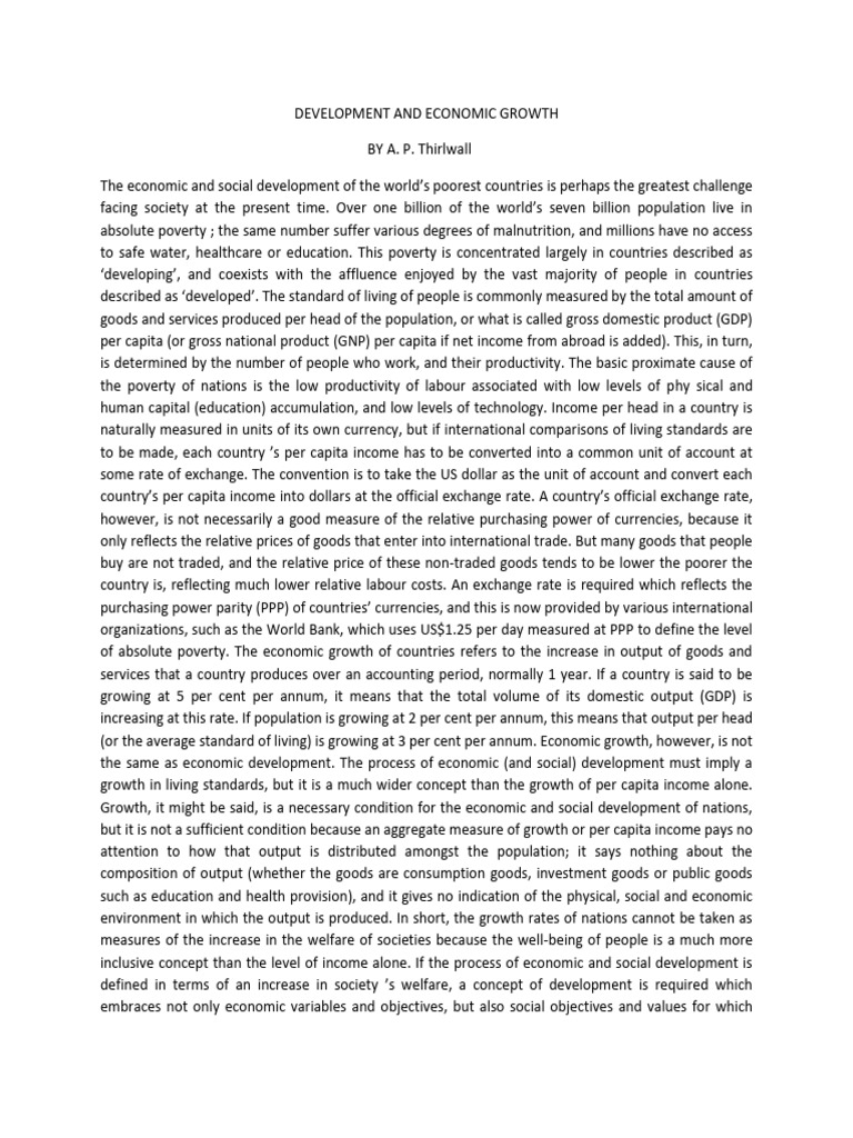 Development And Economic Growth Pdf Economic Growth Human