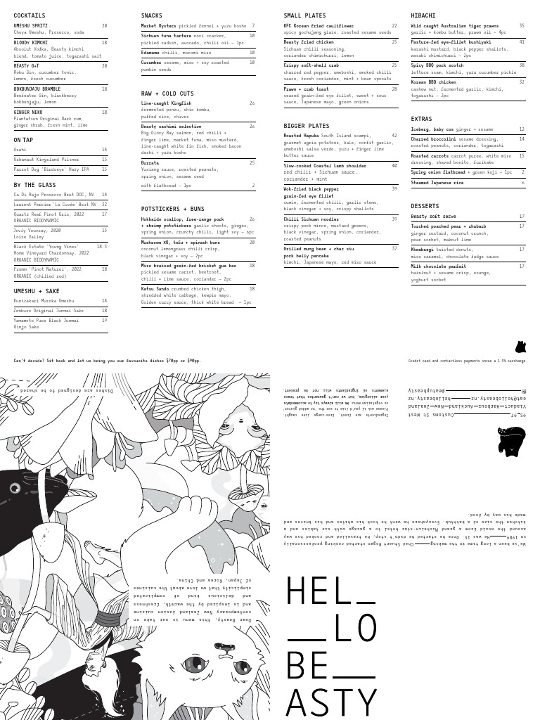 Beasty Menu September 2023 | PDF | Sauce | Pickling