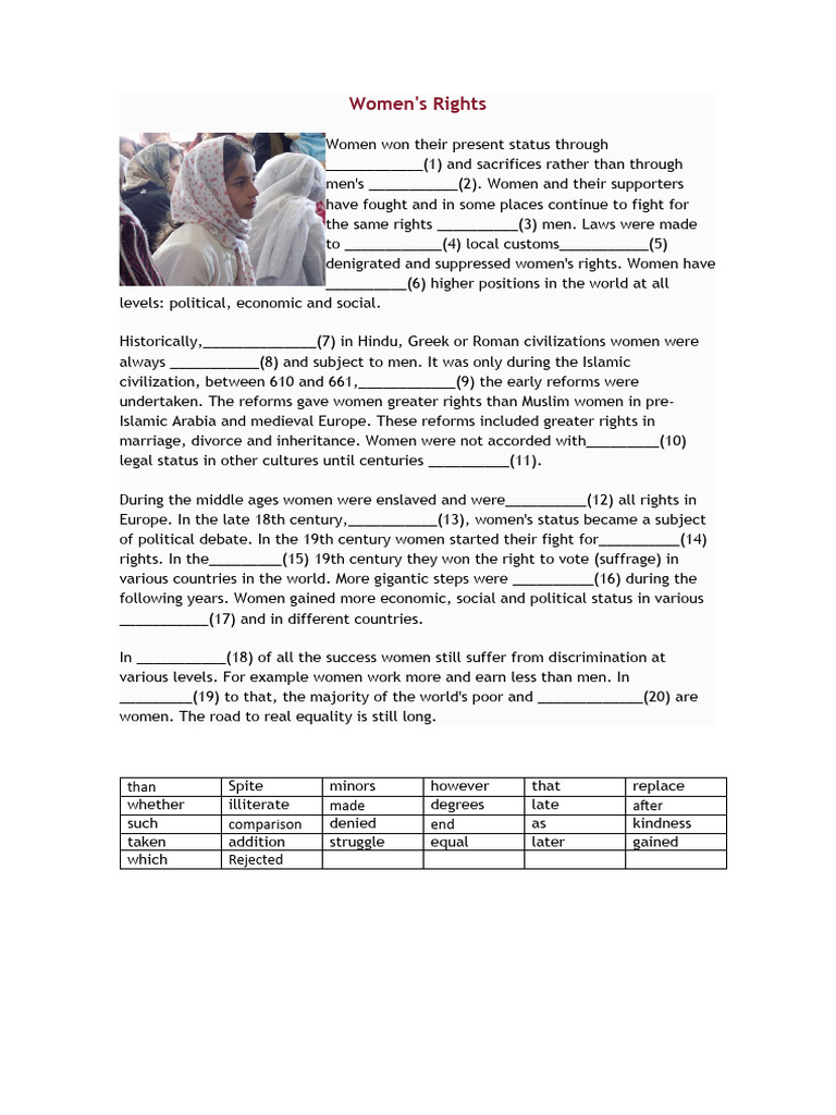 Cloze 7.women S Rights | PDF