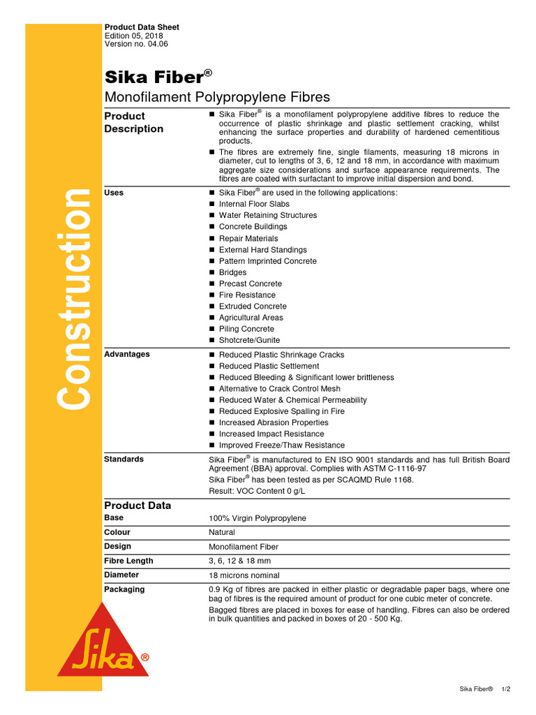 Sika Fiber® | PDF | Concrete | Fibers