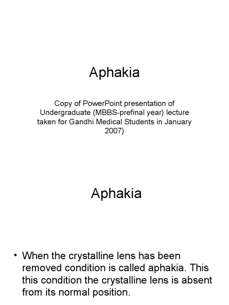 Aphakia | PDF | Contact Lens | Vision