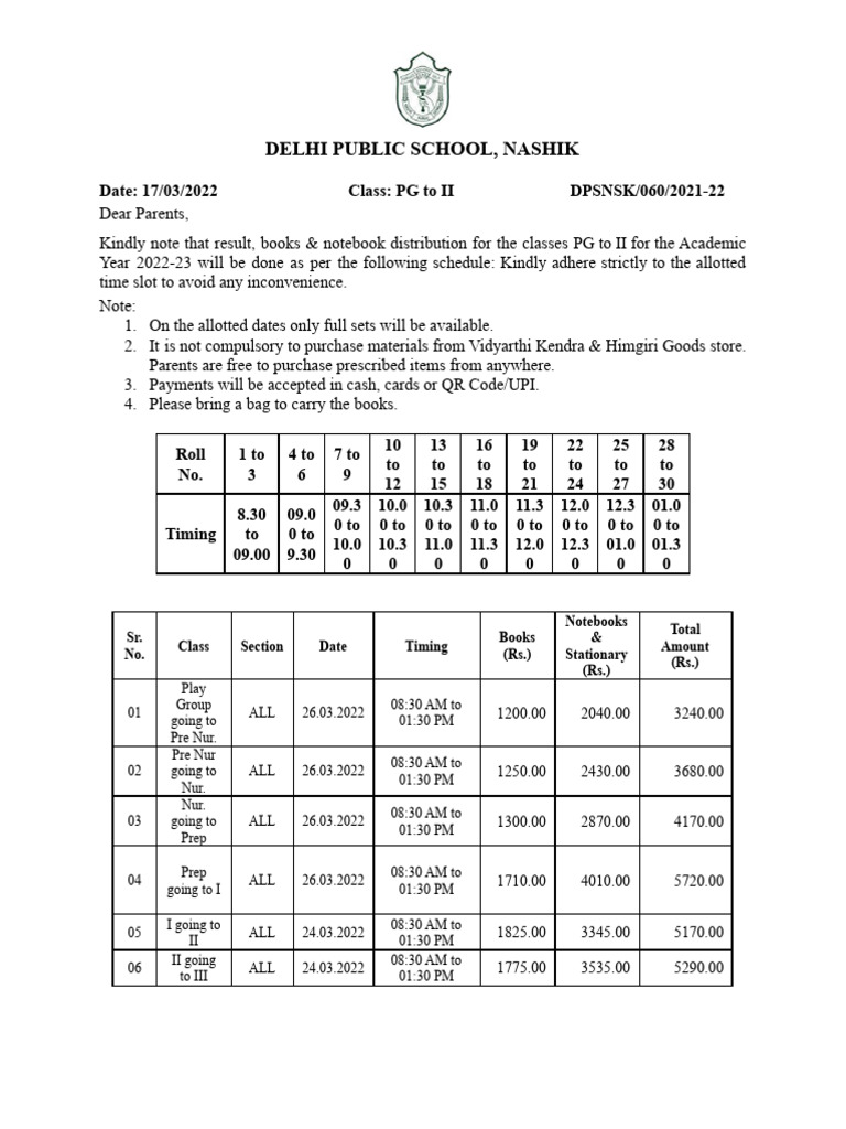Circular Regarding Grade PG To II Books Distribution Schedule | PDF ...