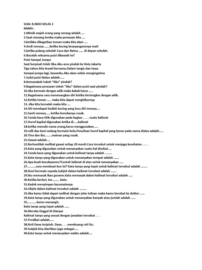SOAL B.INDO 2 - WPS Office | PDF | Griya & Taman