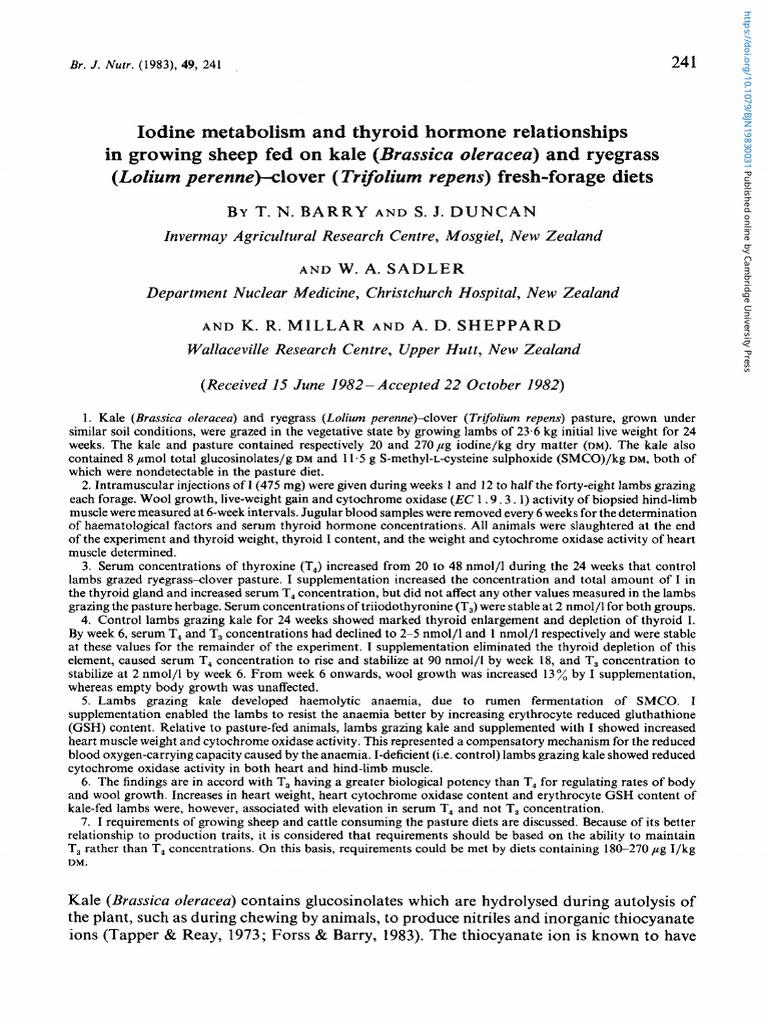 1983 Barry Et Al | PDF | Sheep