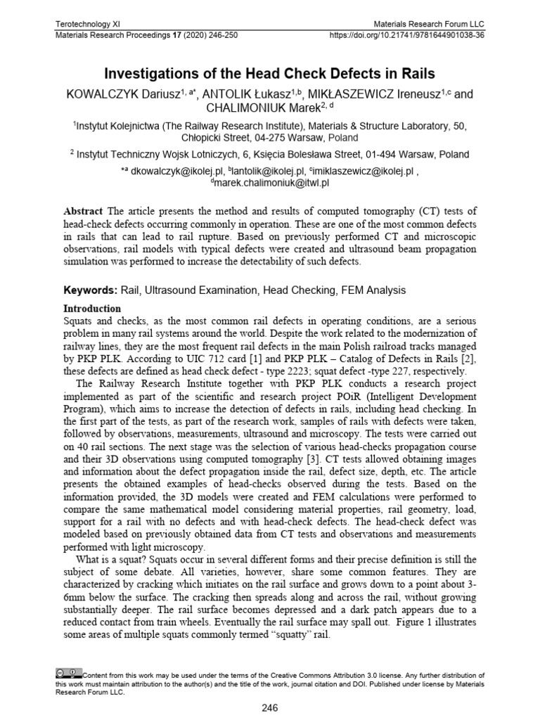 Investigations of The Head Check Defects in Rails | PDF | Waves | Fracture