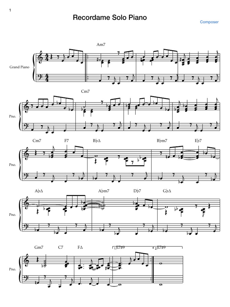 Recordame Solo Piano | PDF