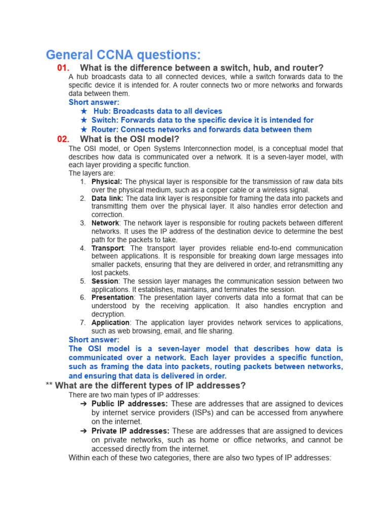 CCNA Interview Question | PDF | Routing | Computer Network