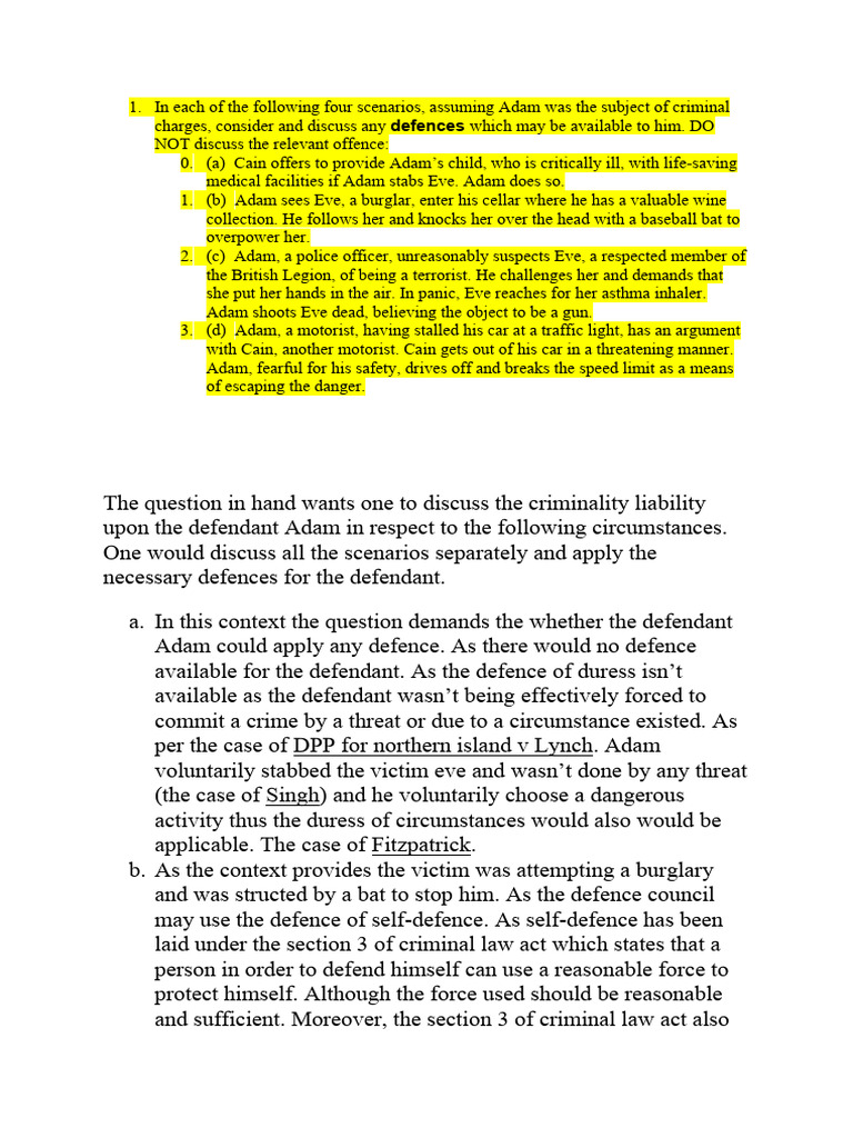Defences Criminal | PDF | Common Law | Criminal Law Defences Criminal | PDF | Common Law | Criminal Law