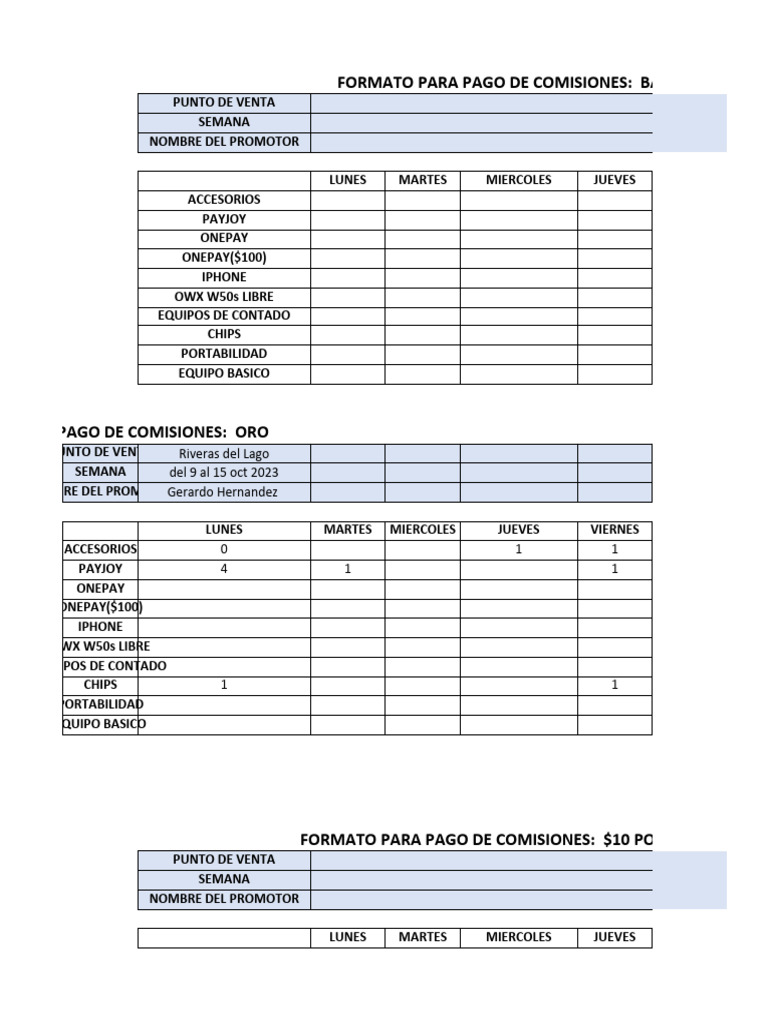 Formato de Pago de Comisiones | PDF