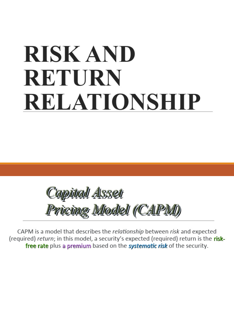 Risk Return Relationship and Portfolio Theory-1 | PDF | Capital Asset ...