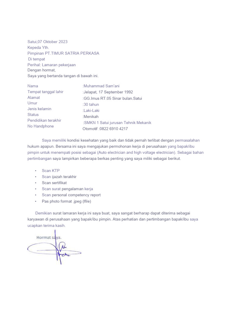 Contoh Lamaran | PDF