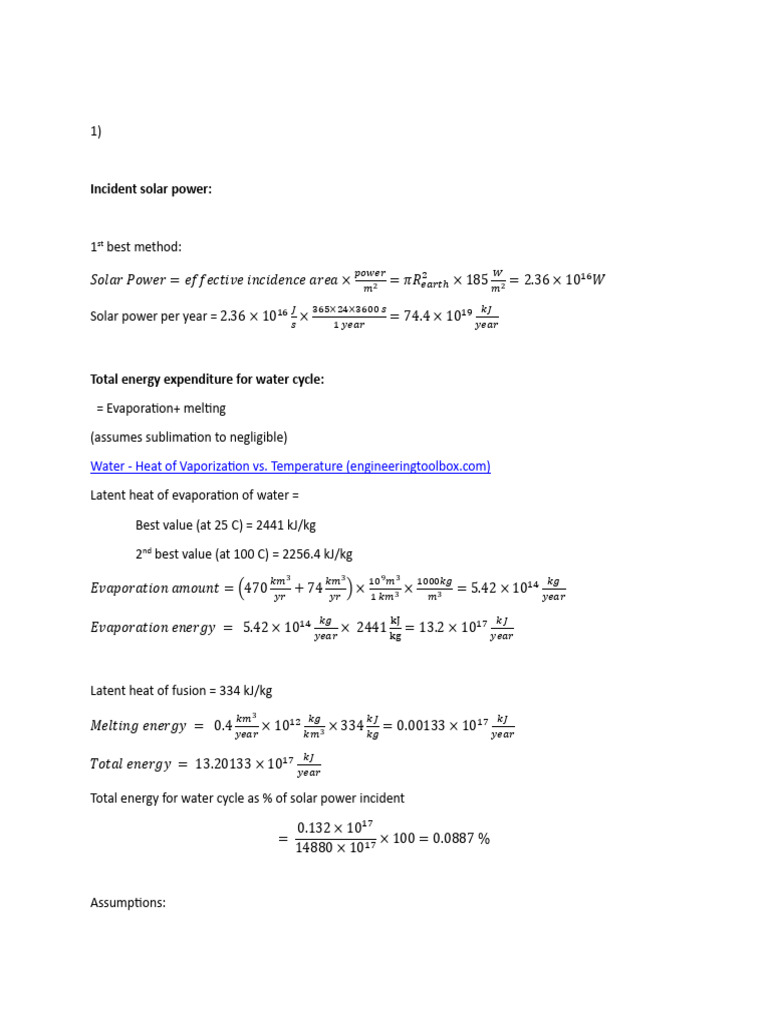 Assignment 1 Solution1 | PDF | Water | Latent Heat