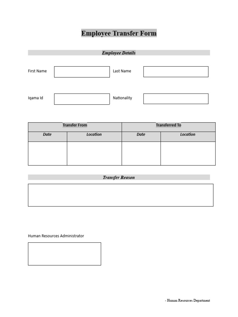 Employee Transfer Form | PDF