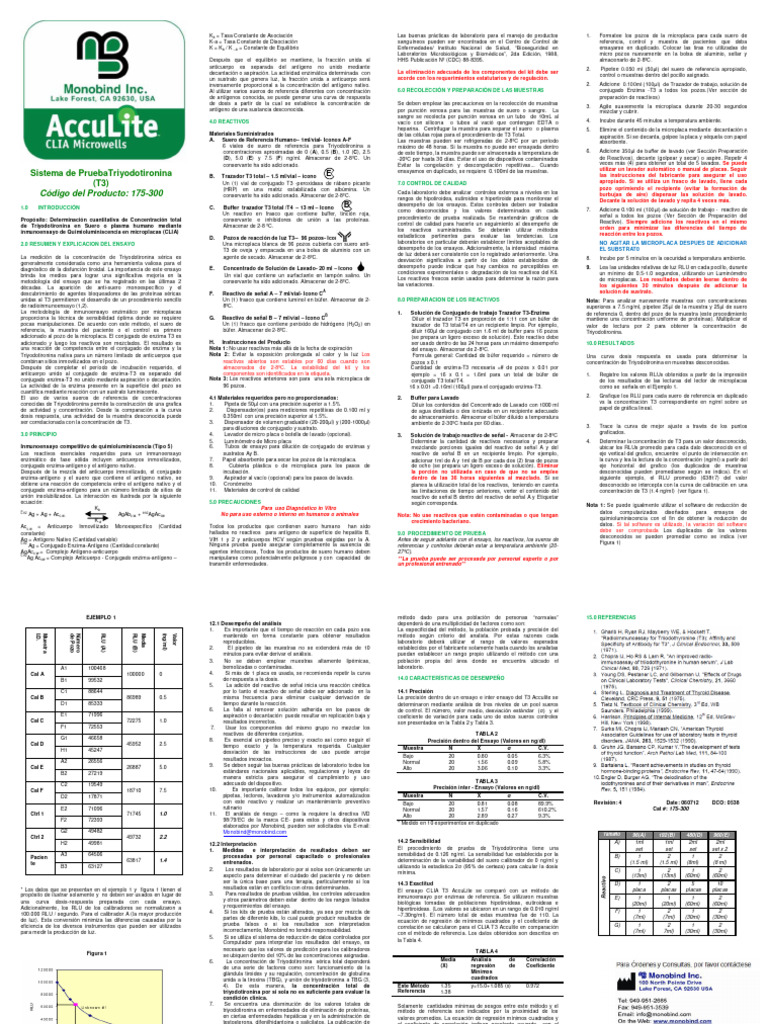 A1 tT3 Acculite CLIA 175 300 Rev 4 Spanish | PDF | Anticuerpo ...