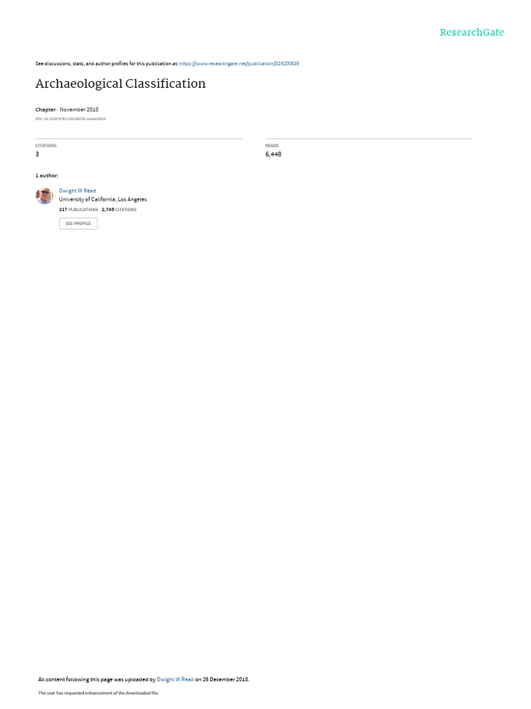 ReadArchClassification EncyArch | PDF | Archaeology | Artifact ...