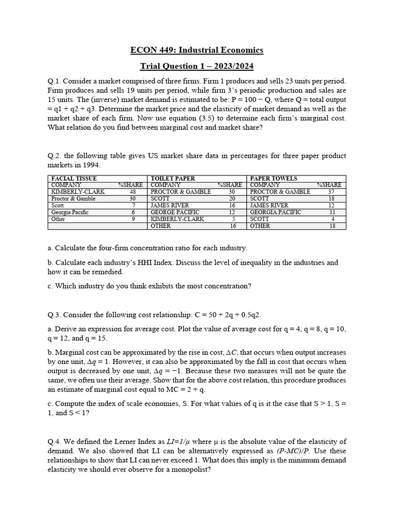 Tutorial Set 1 - 2023-24 | PDF | Demand | Marginal Cost Tutorial Set 1 - 2023-24 | PDF | Demand | Marginal Cost