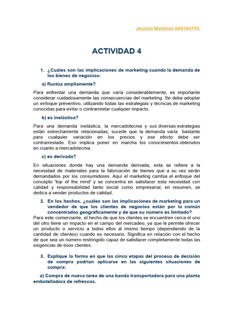 Actividad 1 Unidad 4 | PDF | Marketing | Negocios económicos