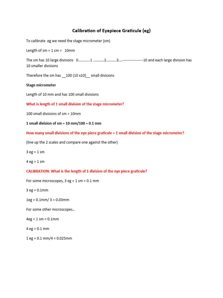 Calibration of Eyepiece Graticule | PDF