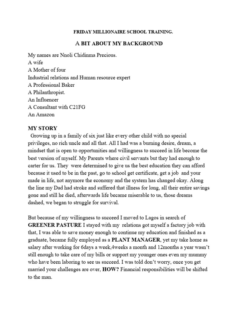 Friday Millionaire School Training 1 Pdf Jesus