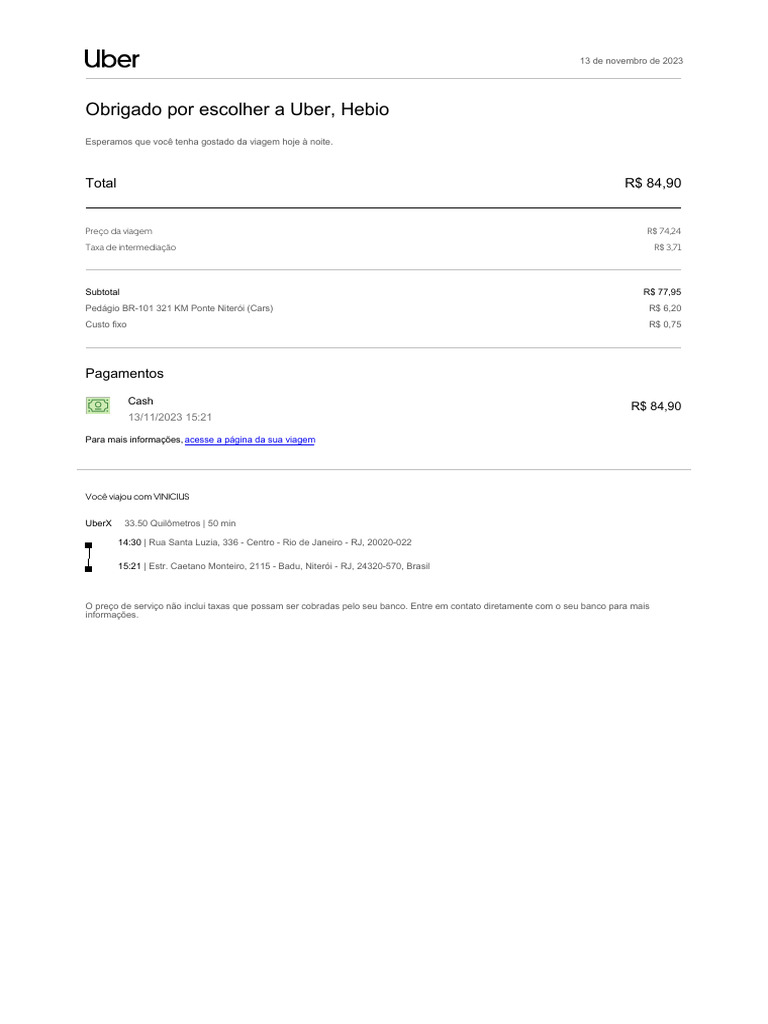 Recibo Uber Eduardo | PDF