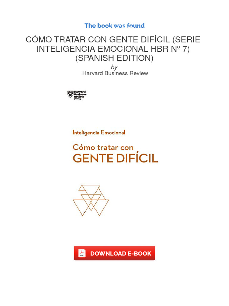 "Ù (PDF) CÓMO TRATAR CON GENTE DIFÍCIL (SERIE INTELIGENCIA EMOCIONAL ...